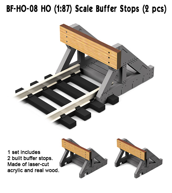 HO/OO 2 X Buffer Stop w/Real Wood Plate