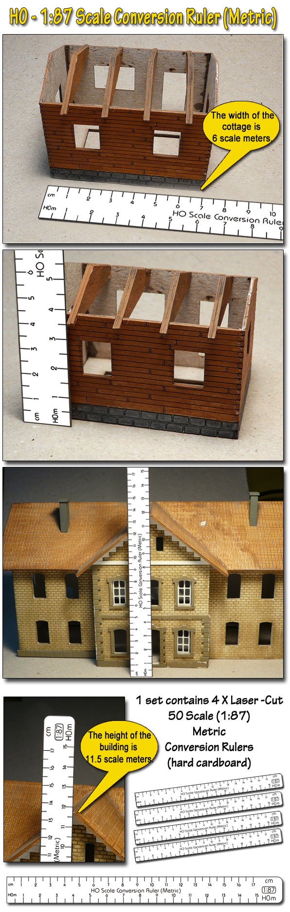 4 X HO - 1:87 Scale Conv. Rulers (Metric) FREE SHIPPING | eBay